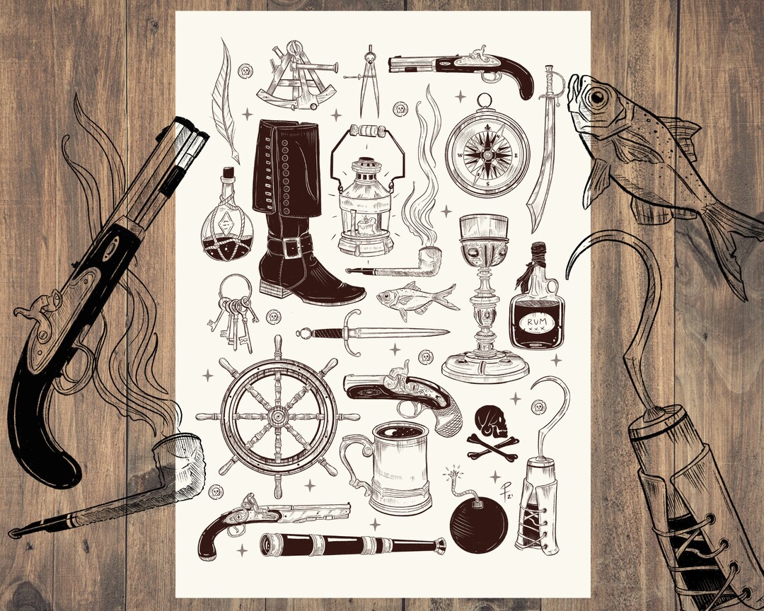 A3 Pirate Collage Black Sails Aesthetic Illustration Art - Etsy