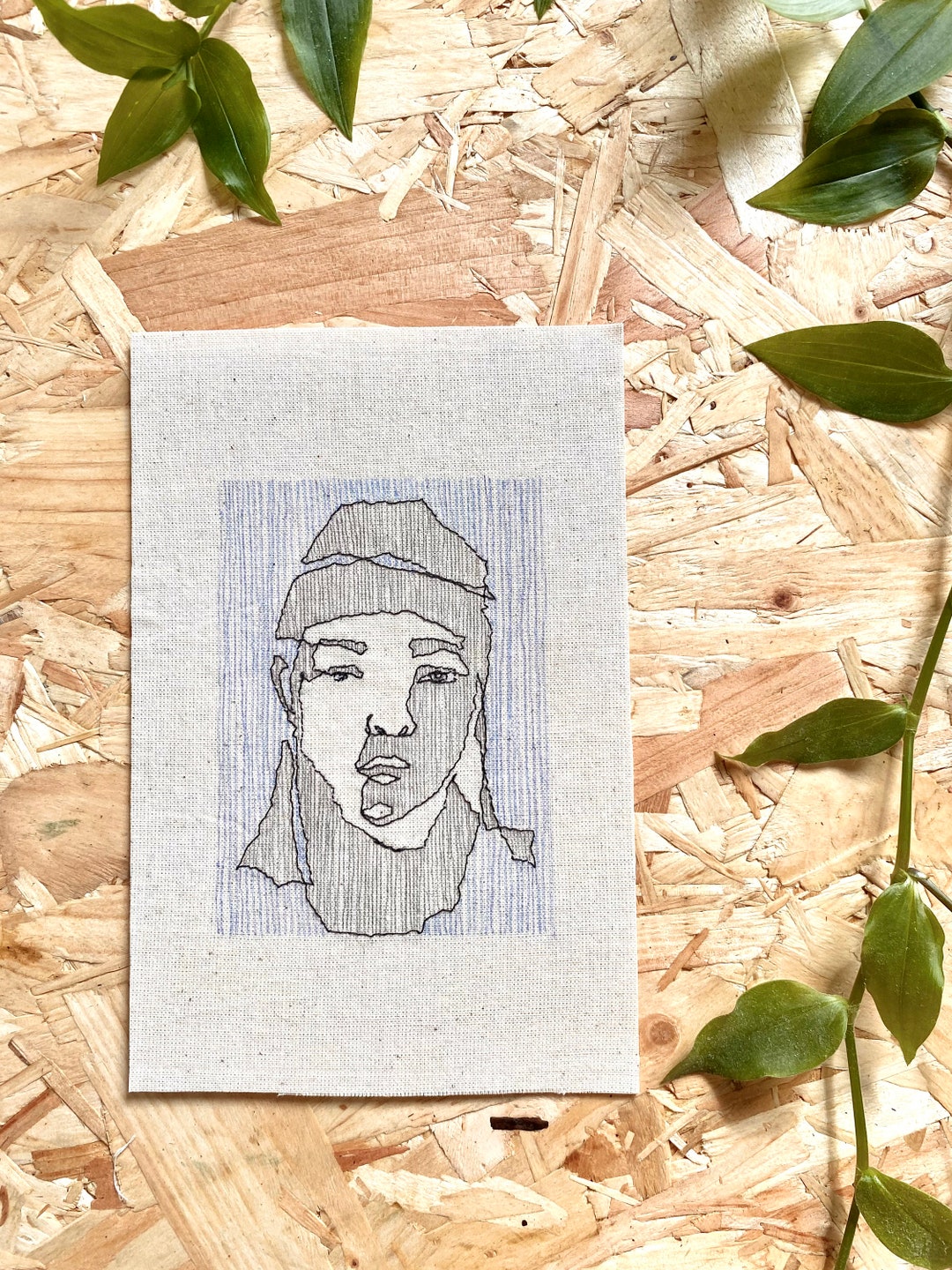 Mimi - Miniature Mixed Media Portrait - Oneline Art - Modern Minimalist ...