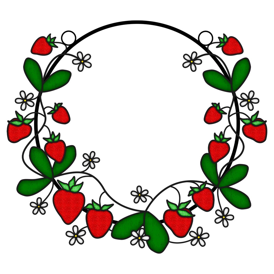 Summer Strawberry Stained Glass Wreath Pattern, Stained Glass Wreath ...