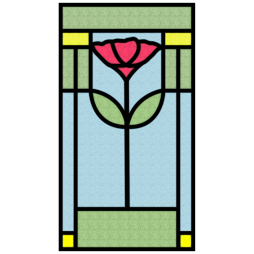 Retro and Simple Floral Stained Panel Pattern PDF, Stained Glass Flower ...