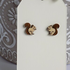 Squirrel Wood Stud Earrings, Laser Cut Jewelry, Laser Cut Earrings, Woodland Animal Earrings ...