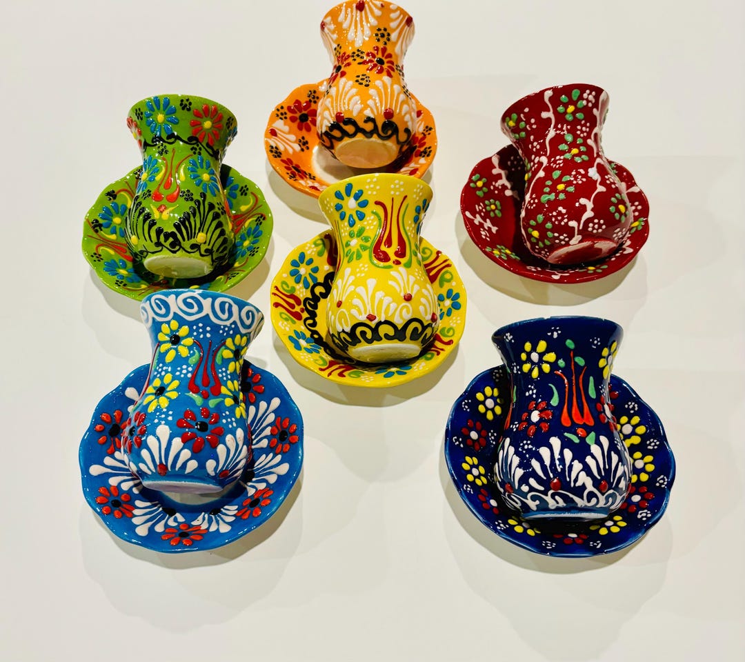 Handmade Ceramic Turkish Tea Set - Etsy