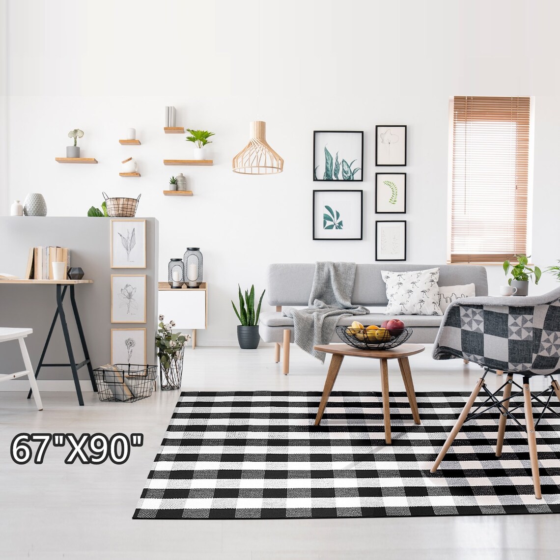 Cotton Buffalo Check Rug Christmas Doormat Black and White | Etsy