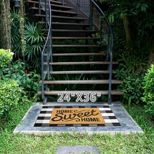 Cotton Buffalo Check Rug Christmas Doormat Black and White | Etsy