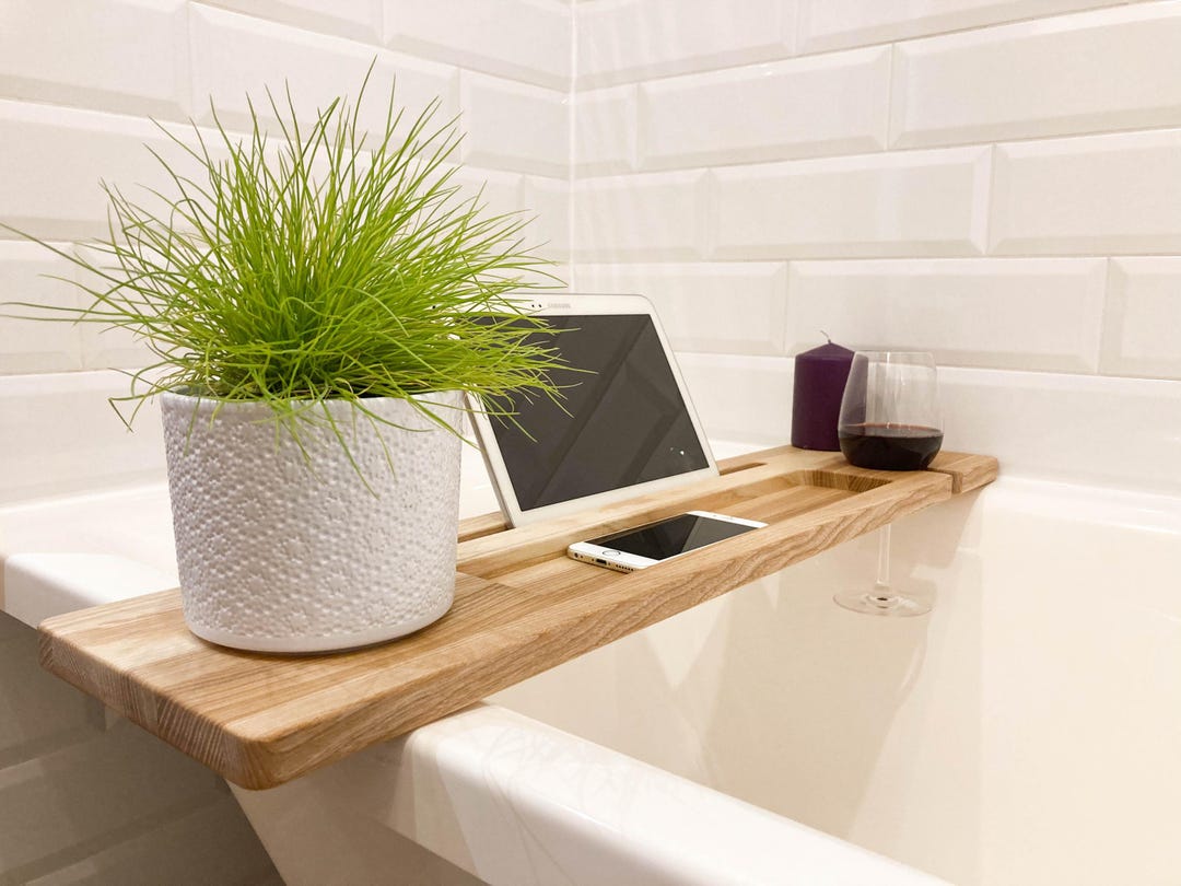 Oak or Ash Wood Bath Caddy: Bathtub Tray - Etsy