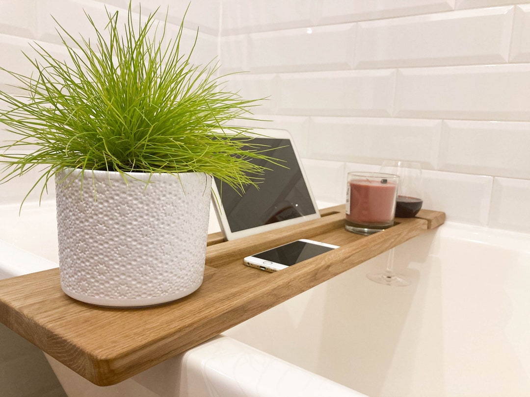 Solid Oak Wood Bath Caddy, Bathtub Tray - Etsy