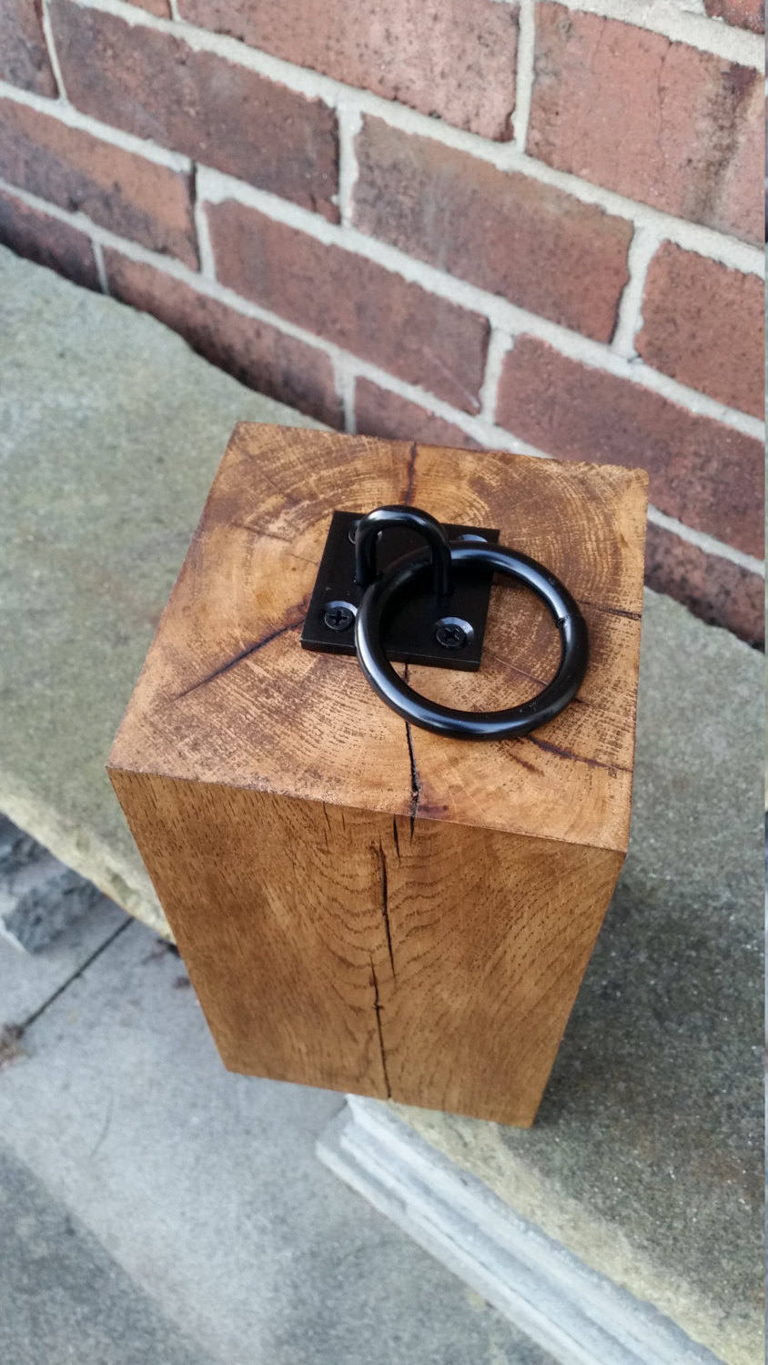 Beautiful Rustic Door Stop - Chunky Oak With Iron Ring - Etsy UK