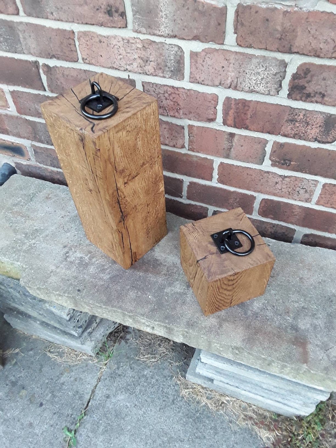 Beautiful Rustic Door Stop Chunky Oak With Iron Ring - Etsy