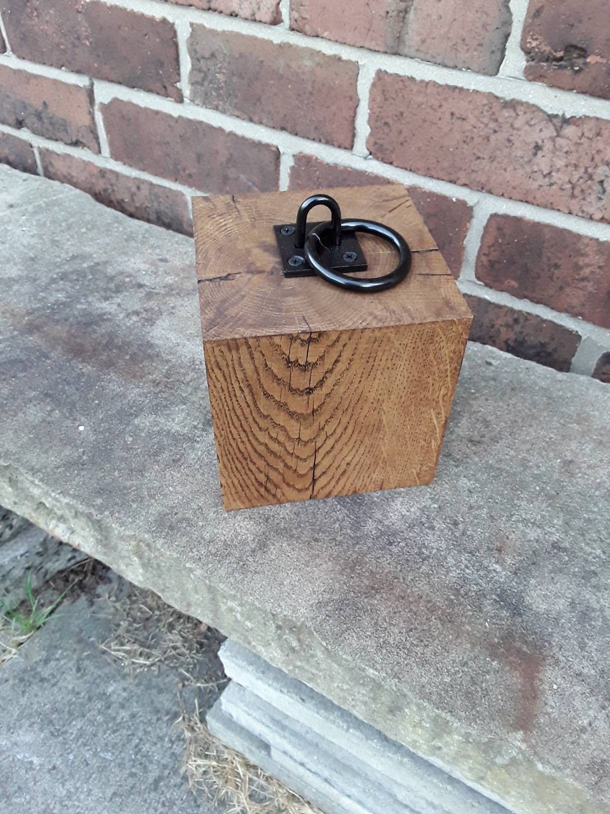Beautiful Rustic Door Stop - Chunky Oak With Iron Ring - Etsy UK