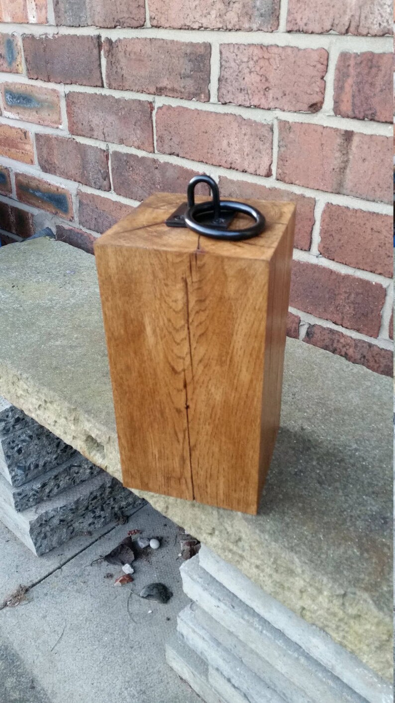 Beautiful Rustic Door Stop Chunky Oak With Iron Ring - Etsy