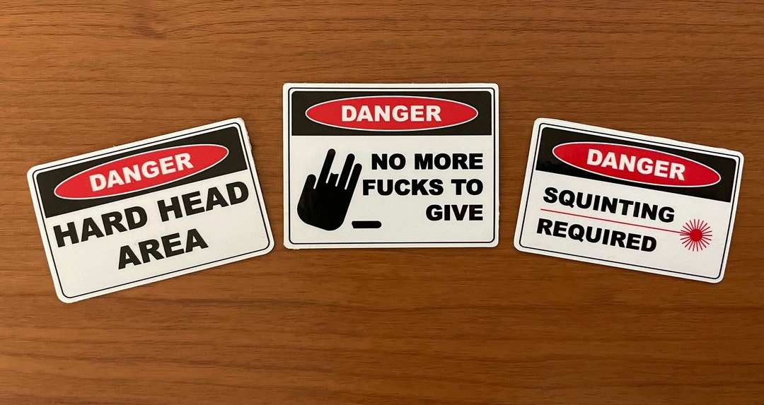 Laptop, Hard Hat Vinyl Sticker "danger" Labels, 3 Designs Included - Etsy