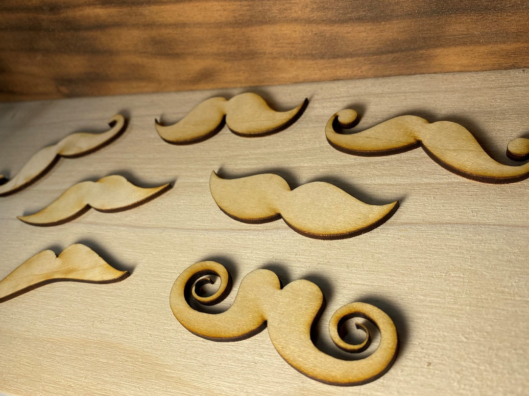 Wooden Mustache Laser Cut, 7 Different Styles, 2.5" - 8" Available ...