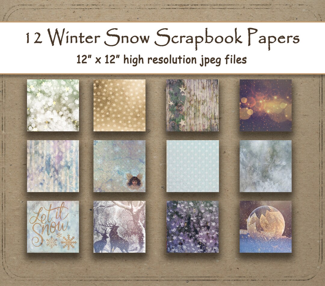 Rustic Winter Snowflake Digital Papers Texture Snow Woodland - Etsy