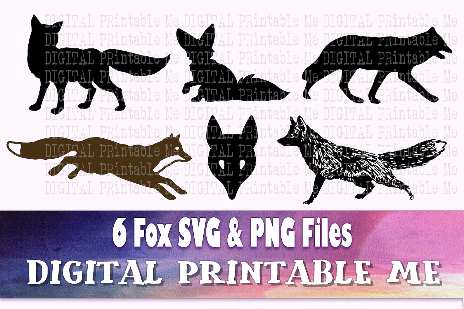 Fox Silhouette SVG Bundle PNG Clip Art 6 Digital Cut File - Etsy