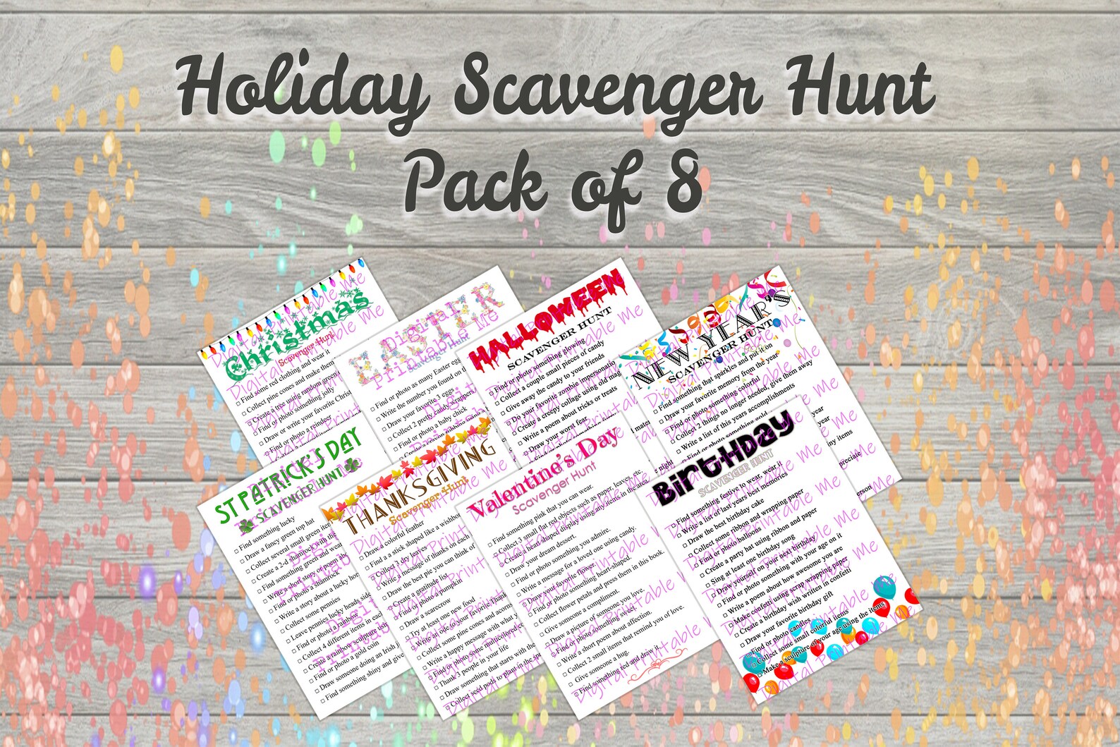 Holiday Scavenger Hunt 8 Pack Printable Kids Activity Party - Etsy