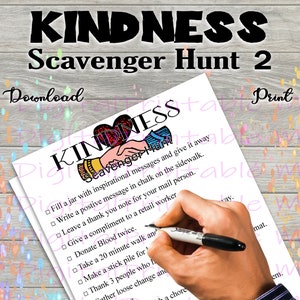 Kindness Scavenger Hunt 2 Printable, Kids Activity, Game, Thankful ...