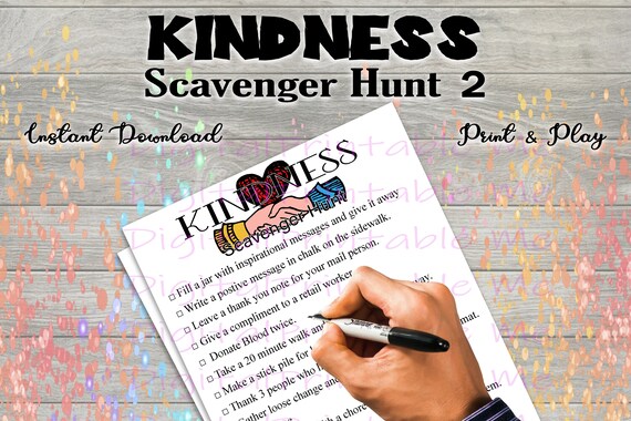 Kindness Scavenger Hunt 2 Printable Kids Activity Game | Etsy