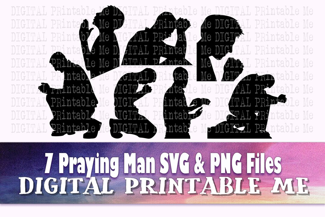 Praying Man Svg, Male Silhouette Bundle PNG Clip Art, 7 Men Images ...