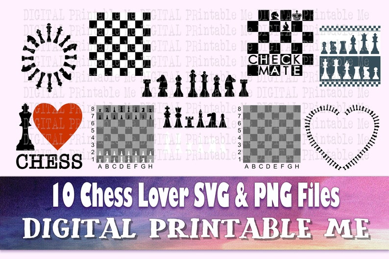 Chess Svg Set Silhouette Bundle PNG Clip Art 10 Digital - Etsy