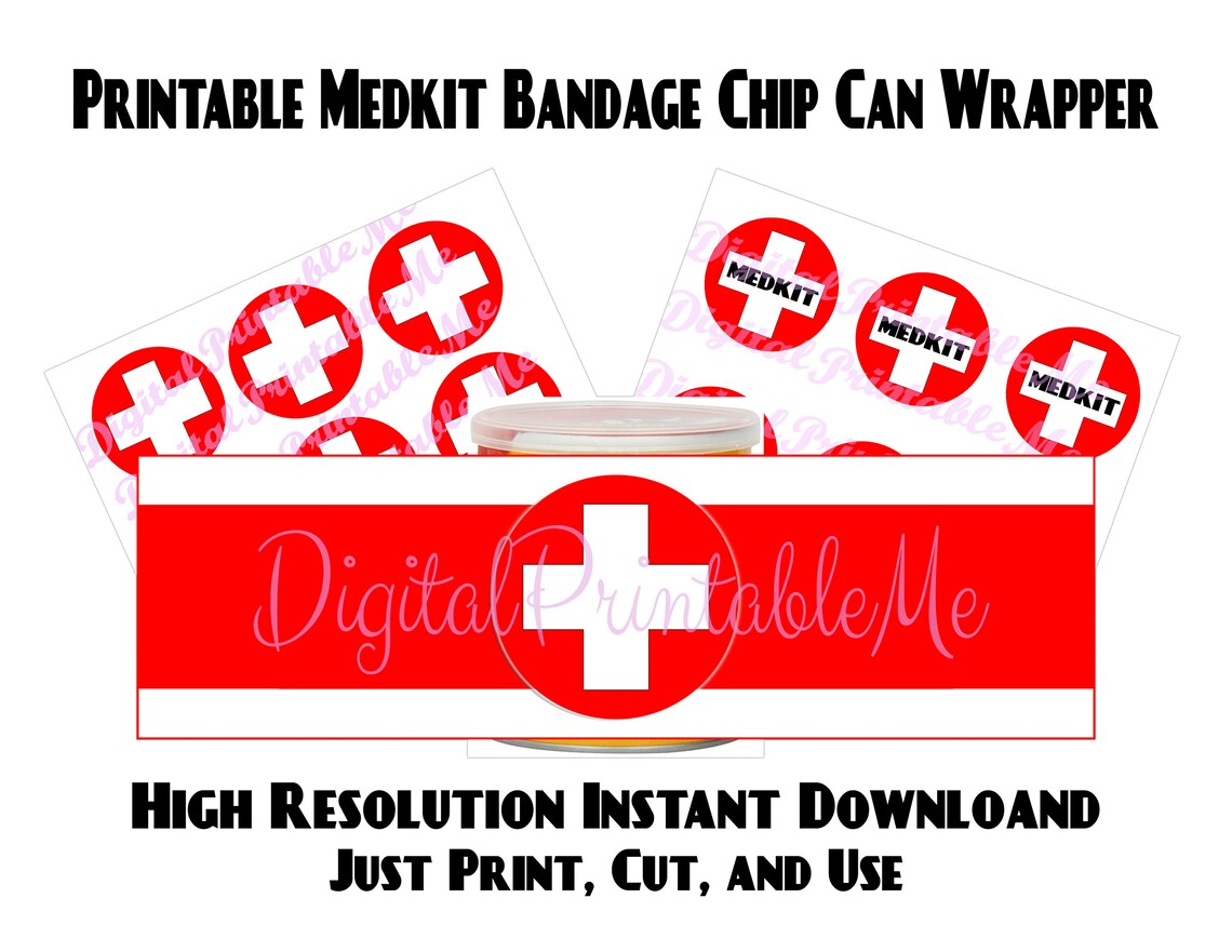 Medkit Wrappers Health Bandage Printable Chip Can Labels | Etsy