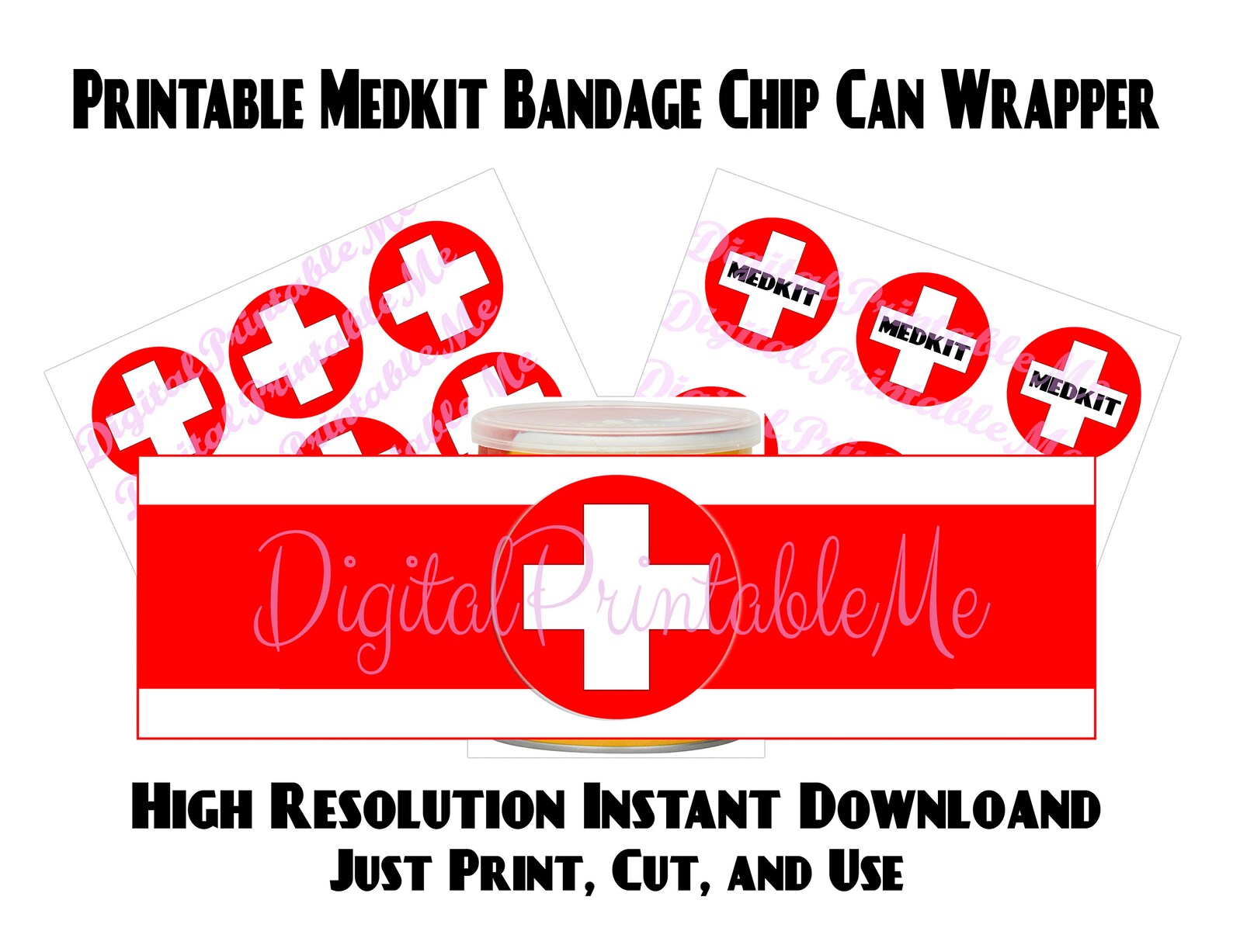 Medkit Wrappers Health Bandage Printable Chip Can Labels | Etsy