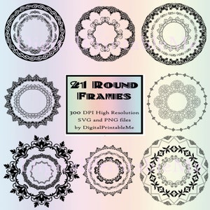Clip Art Frames, Set, Border, 21 Images, Round, Pack, Instant Download ...
