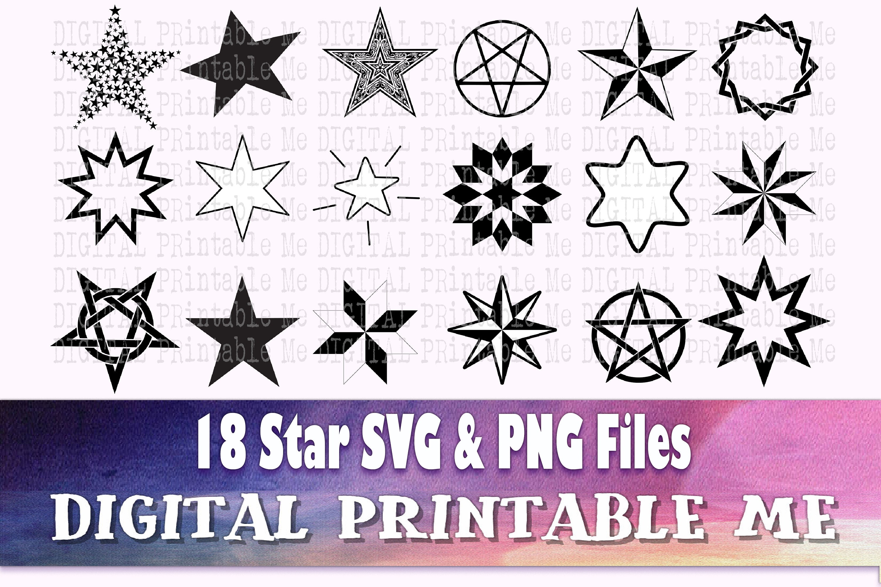 Star Svg Bundle Silhouette Pack PNG Clip Art 18 Digital - Etsy