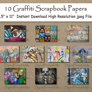 Graffiti Digital Paper Print 8.5" X 11" Texture Scrapbook Paper ...