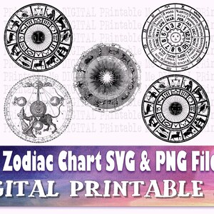 Zodiac Symbol Chart Svg Bundle Astrology Silhouette Pack - Etsy