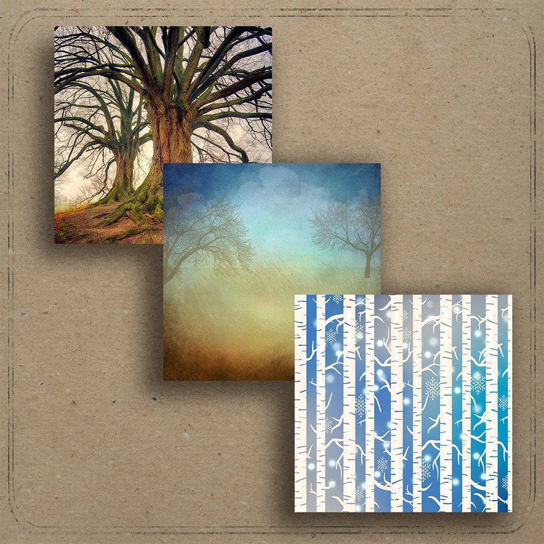 Tree Digital Paper Forest Leaves Woodland Scrapbook Paper | Etsy