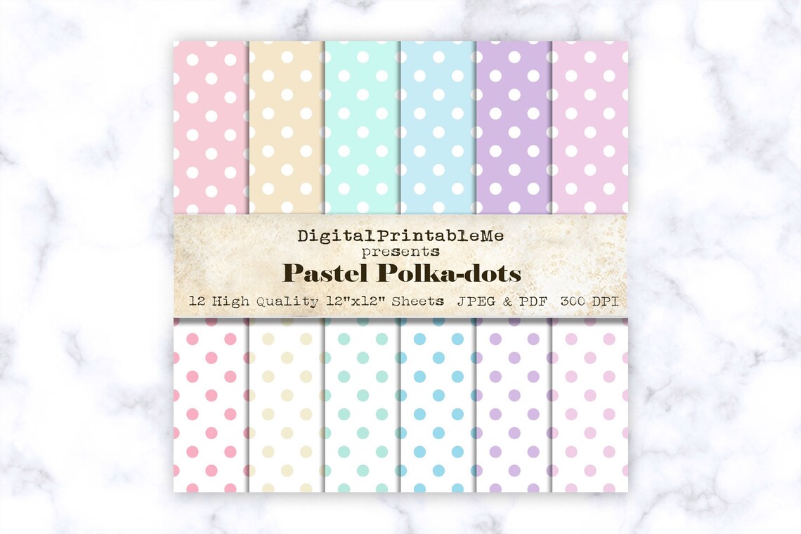 Pastel Polka Dot Digital Paper Dot Pattern Scrapbook Pack - Etsy