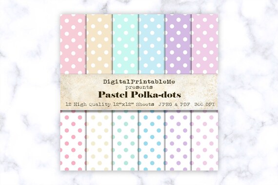 Pastel Polka Dot Digital Paper Dot Pattern Scrapbook Pack - Etsy