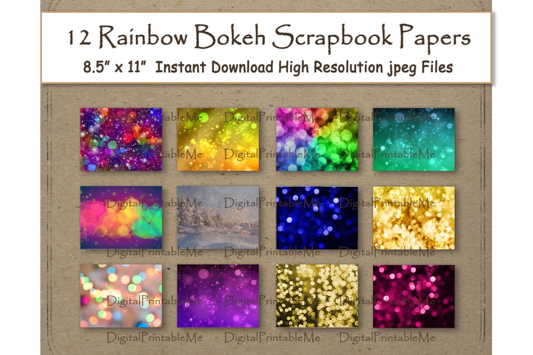 Rainbow Bokeh Digital Paper Printable 8.5" X 11" Multicolor Texture ...