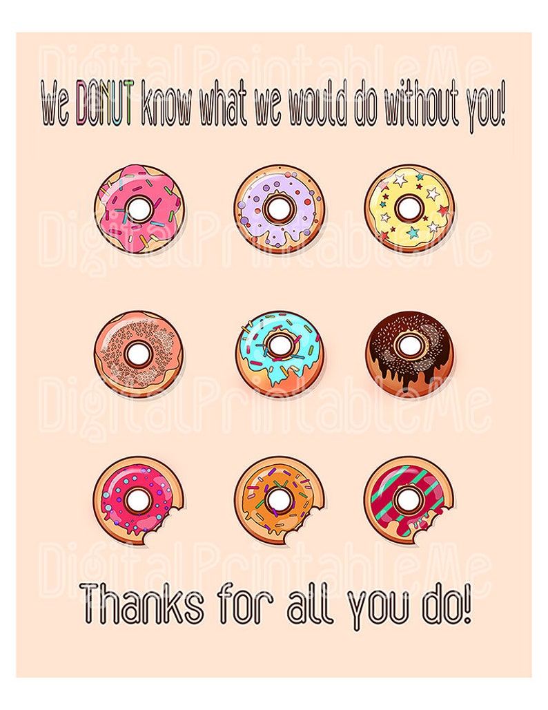 Donut Thank You Poster Sign Decoration I Donut What We Would - Etsy