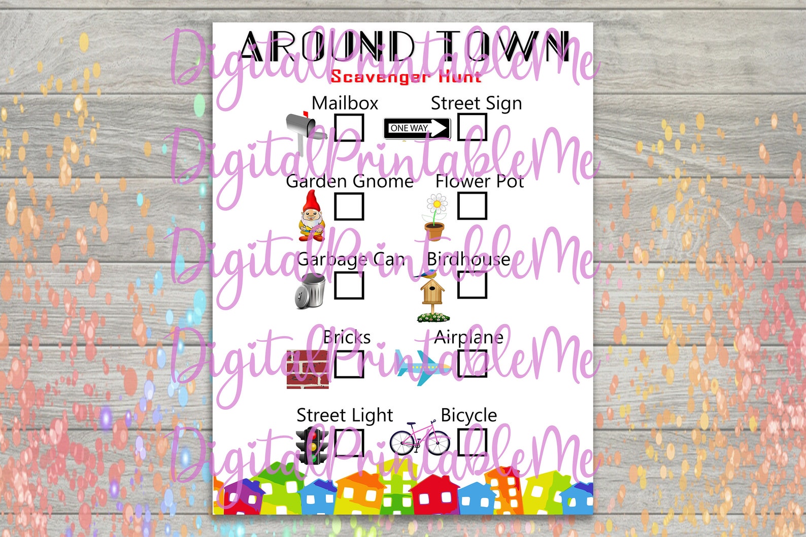 Around Town Scavenger Hunt Printable, Kids Activity, Travel Game ...