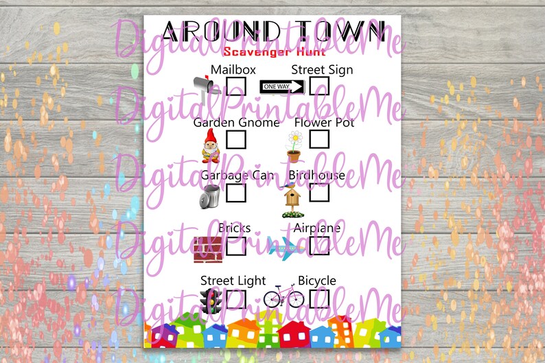 Around Town Scavenger Hunt Printable Kids Activity Travel - Etsy