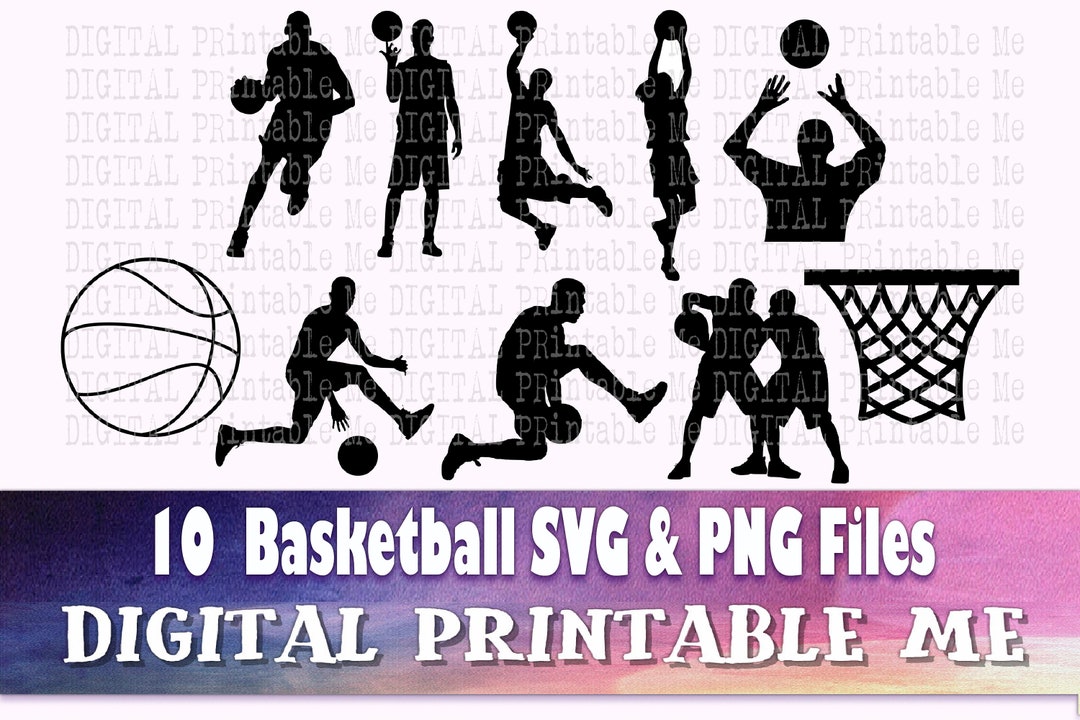 Basketball Svg Bundle, Silhouette, PNG, Clip Art, 10 Digital Images ...