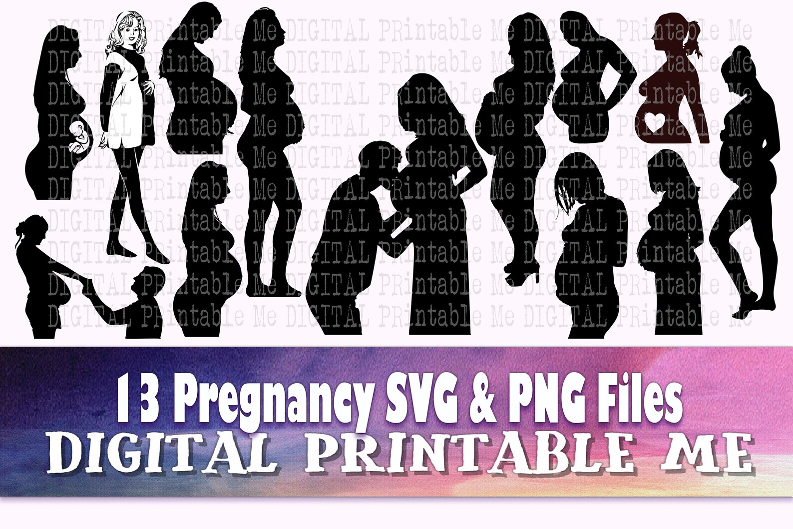 Pregnancy Clip Art Svg Bundle PNG Digital Silhouette - Etsy