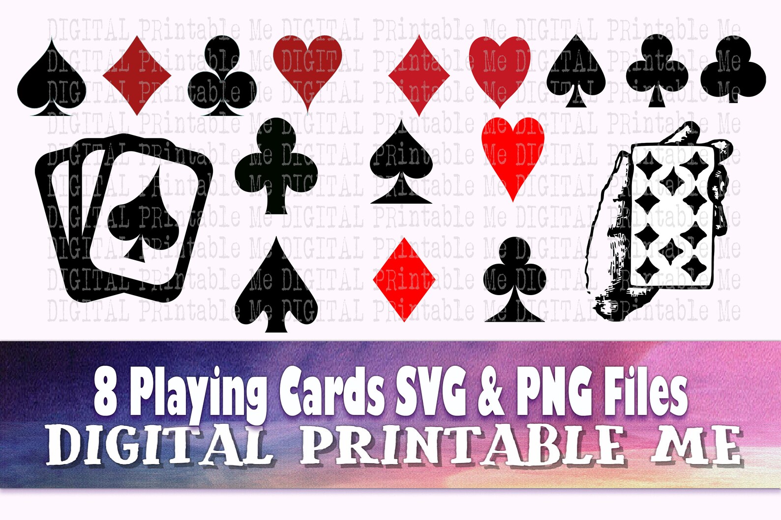 Playing Cards Silhouette Poker Deck SVG PNG Clip Art Pack - Etsy