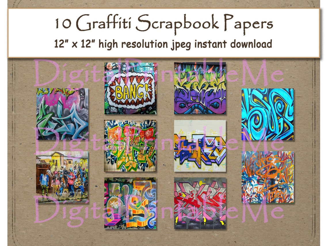 Graffiti Digital Paper Print Texture Scrapbook Paper Pages - Etsy