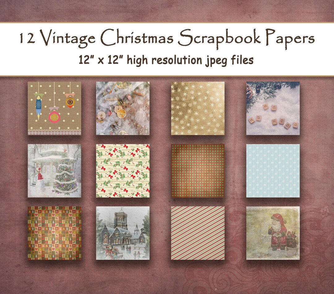 Rustic Christmas Digital Paper Vintage Antique Retro Shabby Texture ...