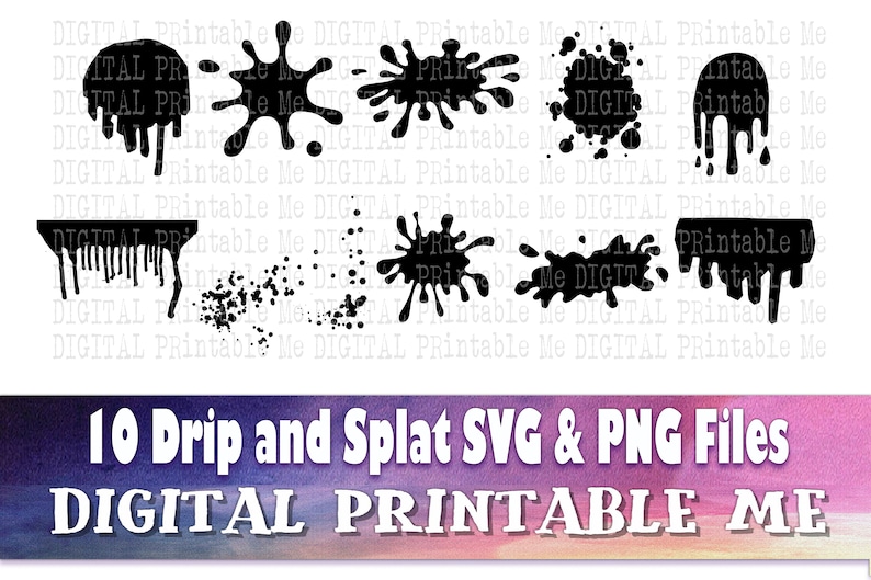 Drips Silhouette Paint Splatter SVG Bundle Splat PNG Clip - Etsy