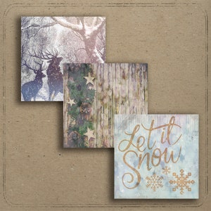 Rustic Winter Snowflake Digital Papers Texture Snow Woodland - Etsy