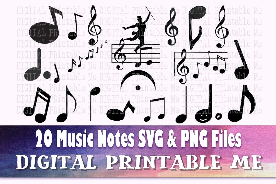 Music Note Silhouette, Music, SVG, PNG, Clip Art Pack , 20 Images, Pack ...