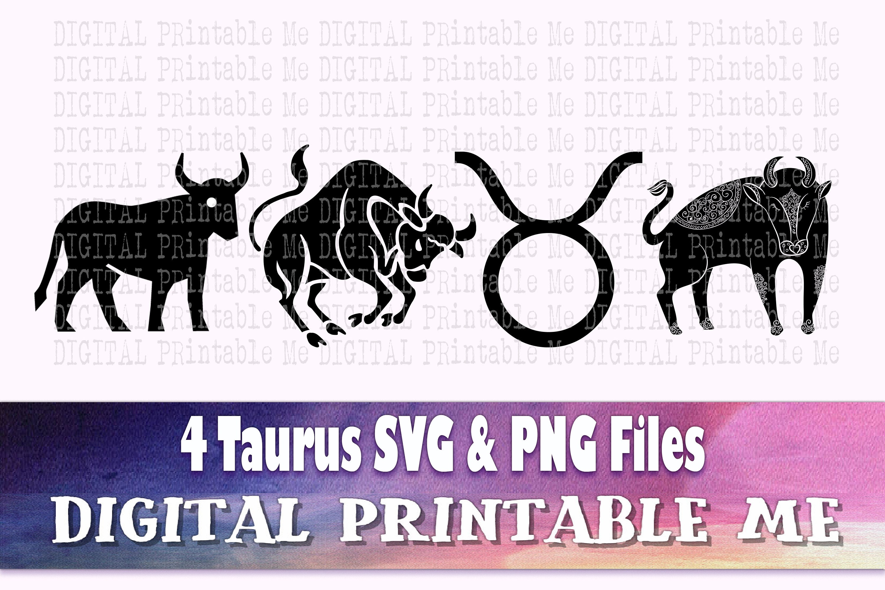 Taurus Svg Bundle Zodiac Sign Astrology Silhouette Pack PNG | Etsy