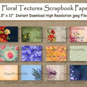 Floral Digital Paper, Wood Poster Scrapbook Paper Printable Digital ...