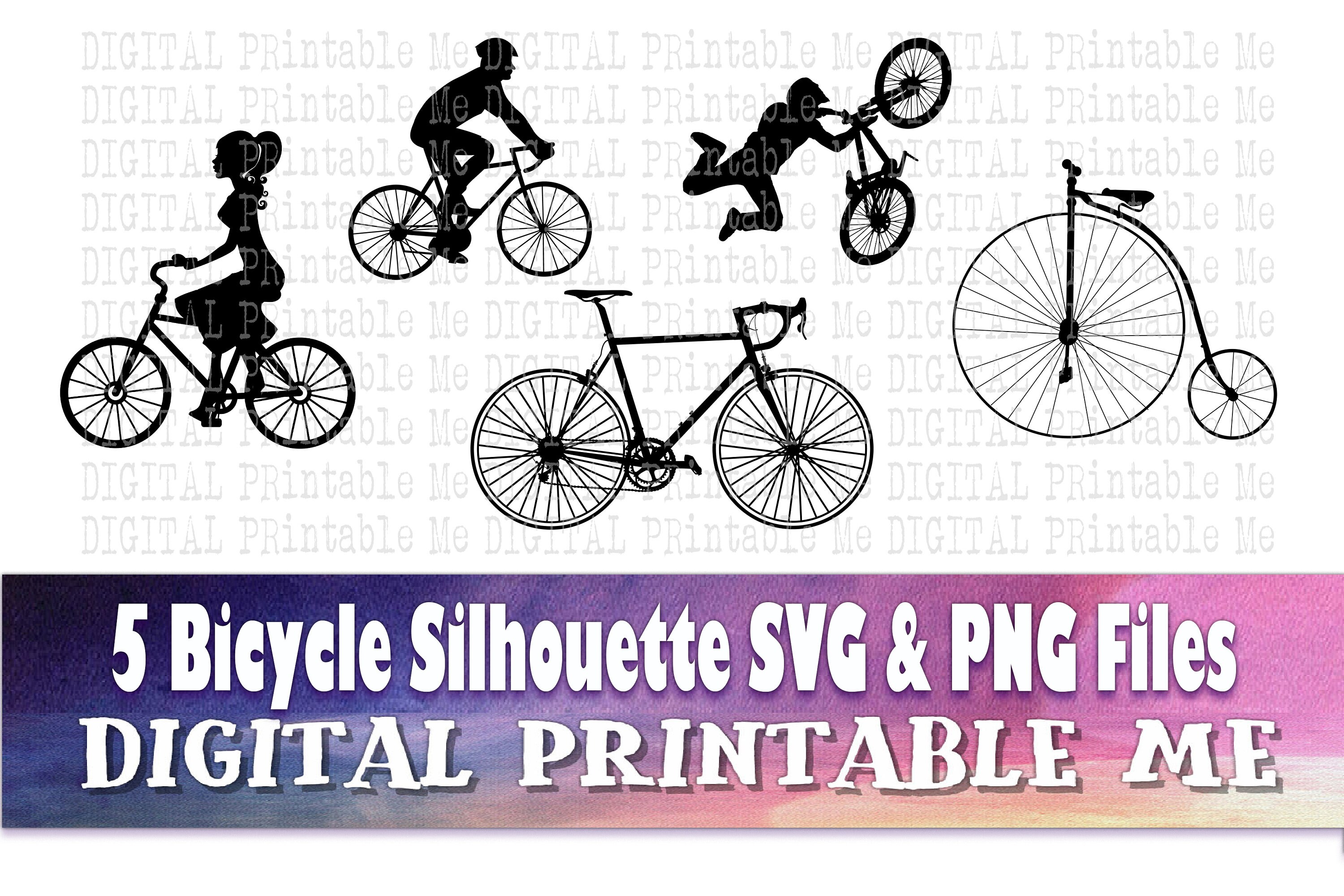 Bicycle Svg Bundle Silhouette PNG Clip Art 5 Digital - Etsy