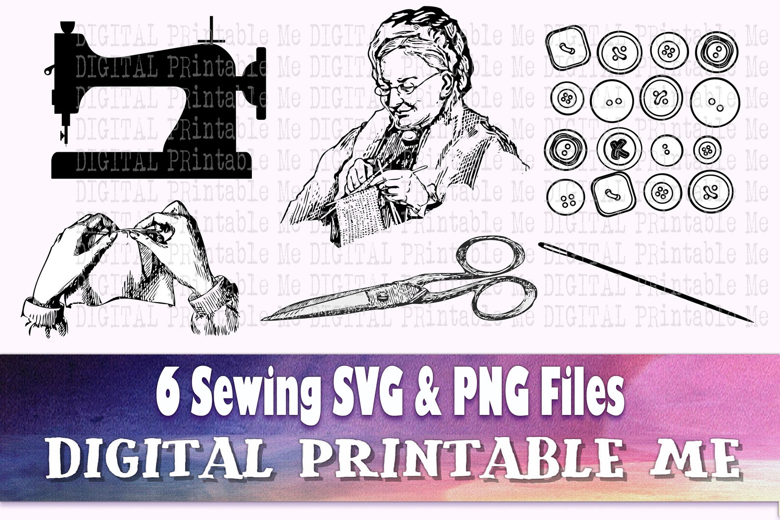 Sewing SVG Bundle PNG Seamstress Clip Art Pack 6 Cut Files - Etsy
