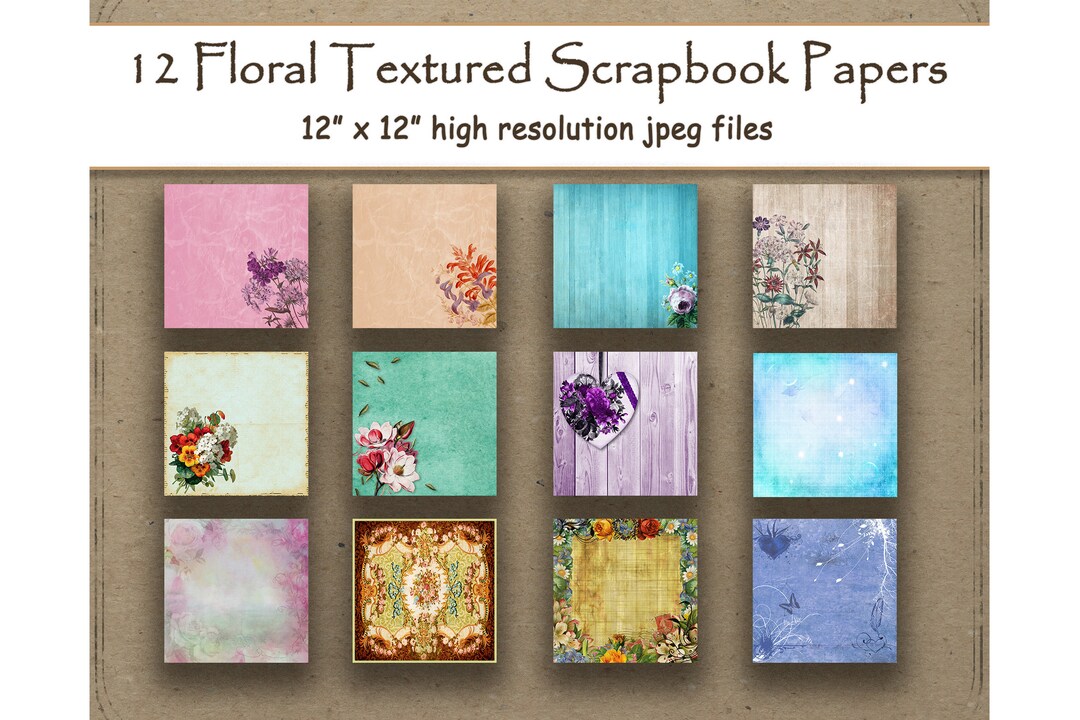 Floral Digital Paper, Wood Digital Paper Scrapbook Digital Background ...
