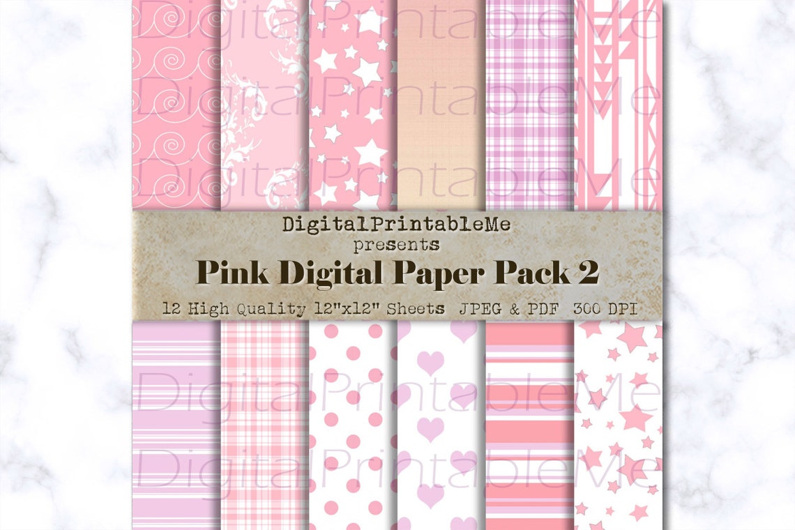 Light Pink Digital Paper Pattern Scrapbook Pack Mixed - Etsy